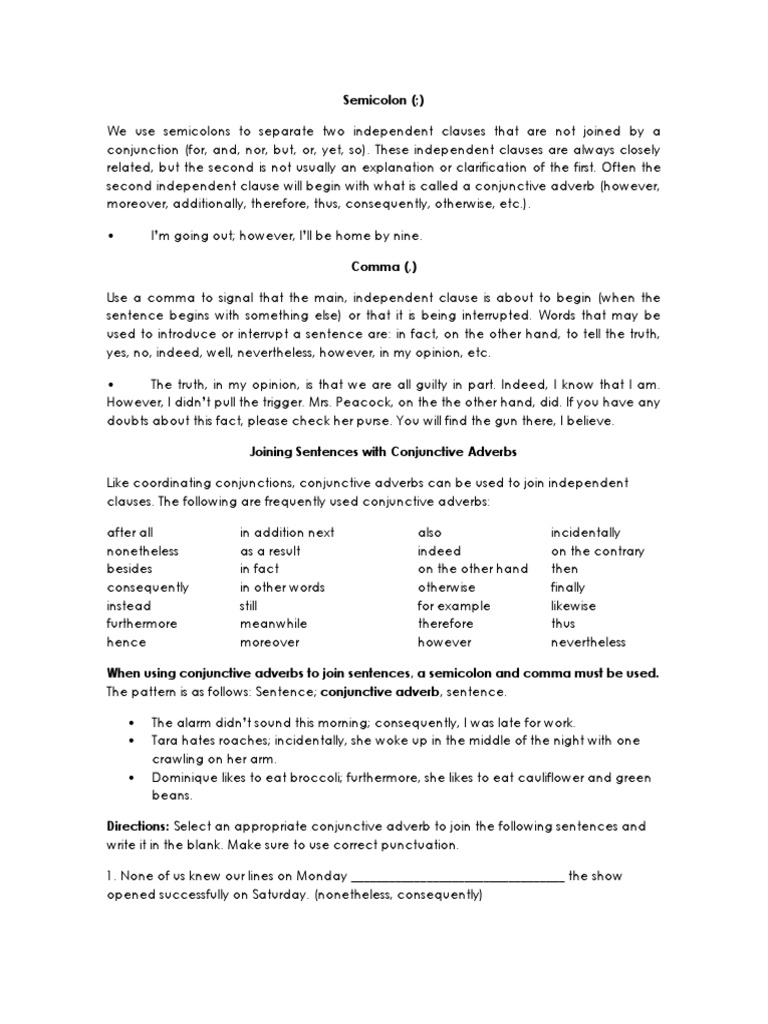 Writing - Semicolon Usage | PDF | Comma | Syntax