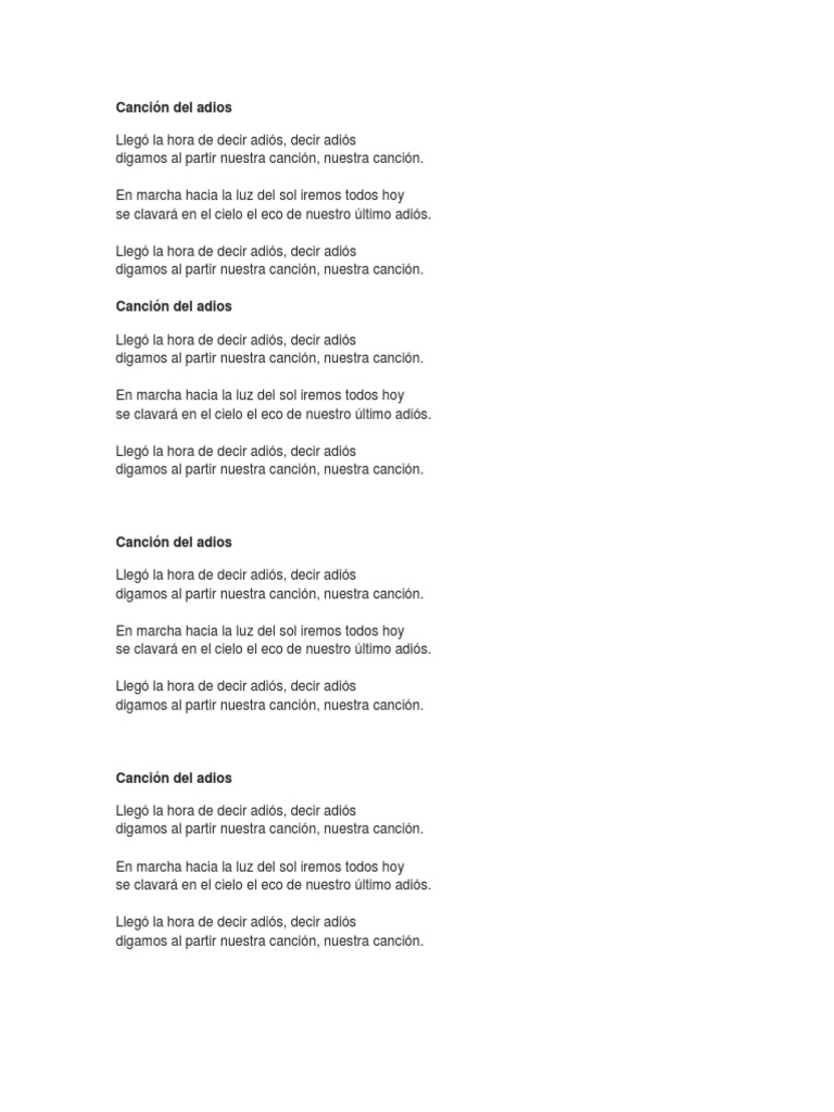 Canción Del Adios | PDF Canción Del Adios | PDF