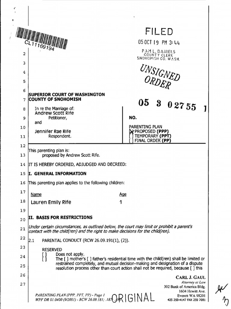 No. 05-3-02755-1 Andrew Rife v. Jennifer Rife Aka Lesourd Nka Mehaddi ...