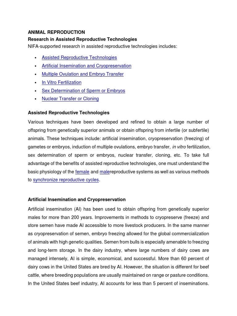 Assisted Reproductive Technologies in Animals | PDF | In Vitro ...