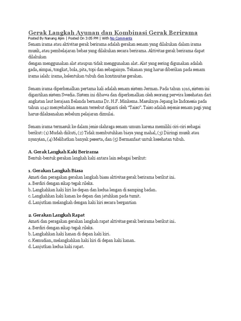 Gerak Langkah Ayunan Dan Kombinasi Gerak Berirama | PDF