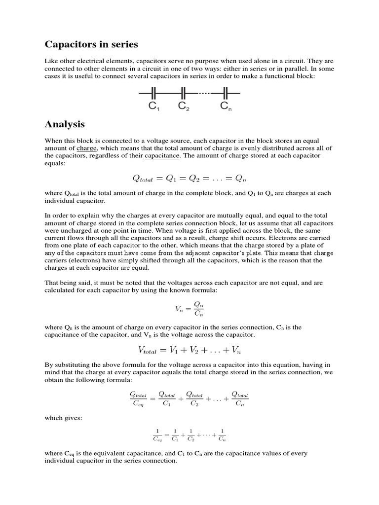 Capacitors Parallel and Series | PDF | Series And Parallel Circuits ...