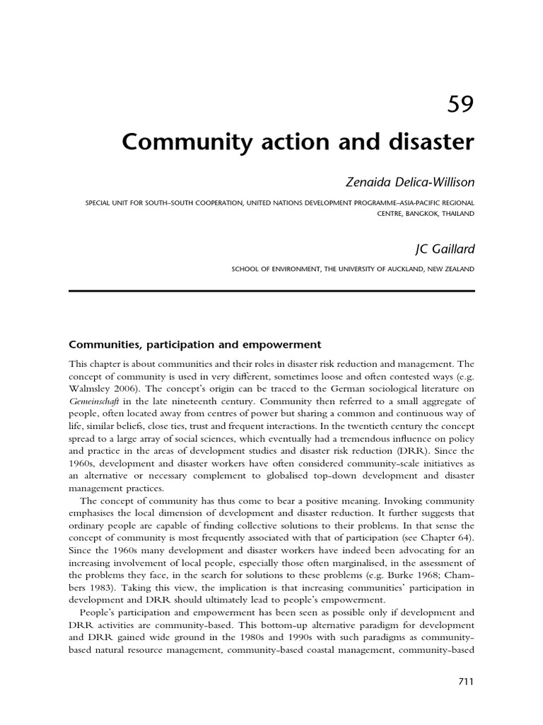 Community Action in Disaster Preparedness | PDF | Disaster Risk ...