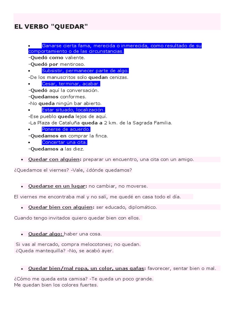 Quedar | PDF | Verbo