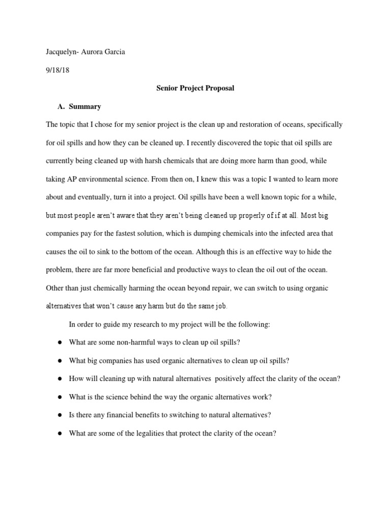 Senior Project Proposal | PDF | Lesson Plan | Teachers