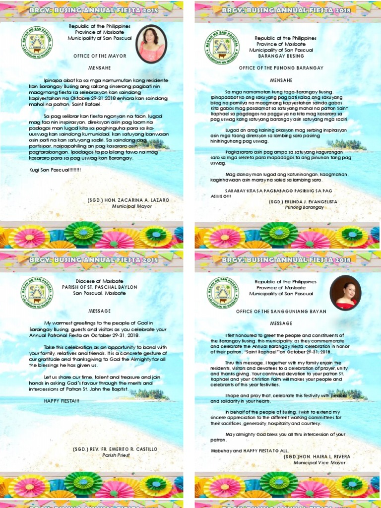 Invitation For Brgy. Busing Fiesta | PDF