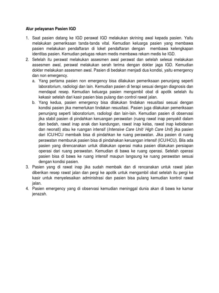 Alur Pelayanan Pasien IGD | PDF