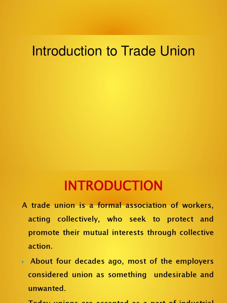 Introduction To Trade Union | PDF | Employment | Government