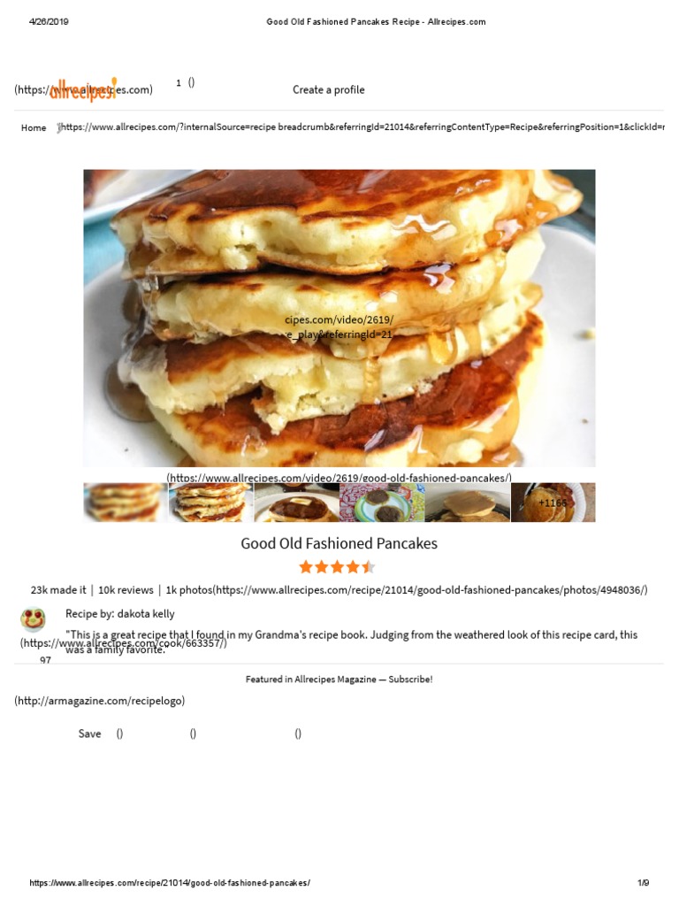 Good Old Fashioned Pancakes Recipe PDF | PDF | Pancake | Teaspoon