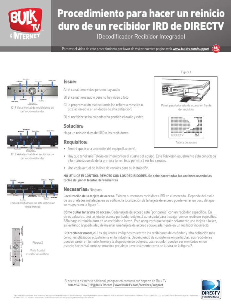 Procedure For Performing A Hard Reboot On A DIRECTV IRD SPANISH | PDF ...