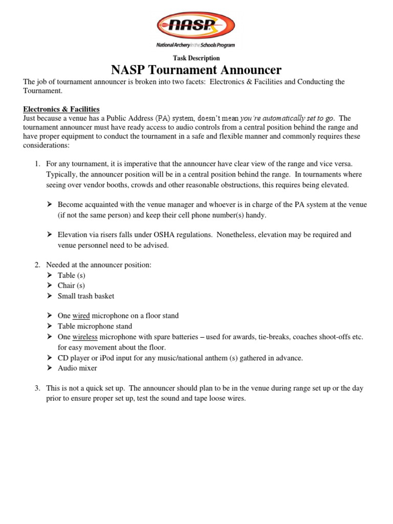 Range Announcer Script Guidelines | PDF | Archery | Bow And Arrow