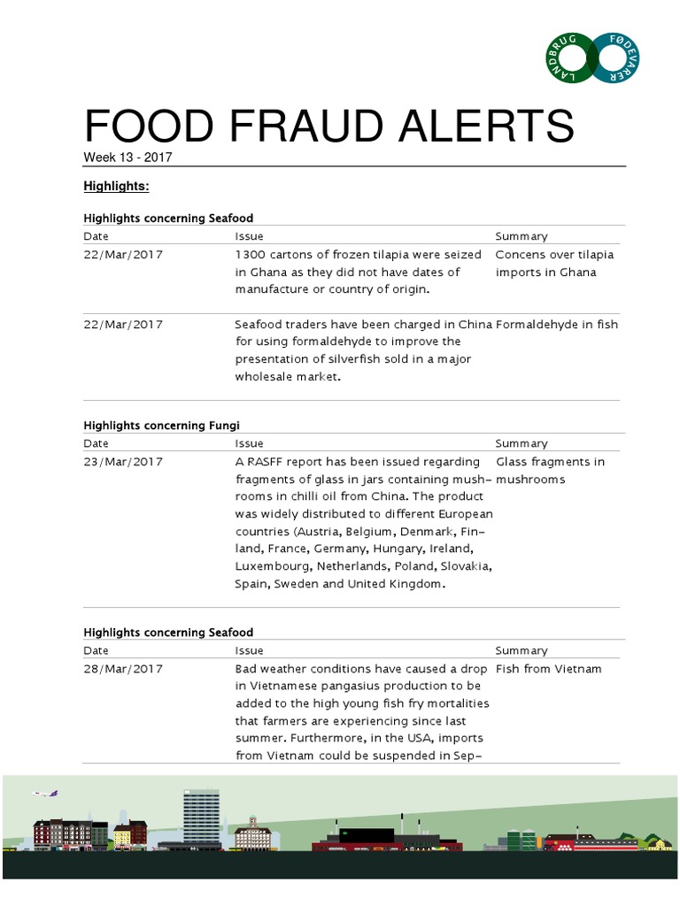 Food Fraud Alerts: Week 13 - 2017 | PDF | Phaseolus Vulgaris | Cheese