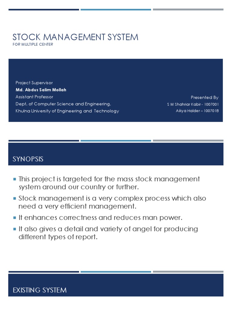 Stock Management System | PDF | Databases | Computer Hardware