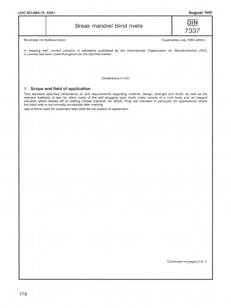 Din 7337-Rivets Spec | PDF