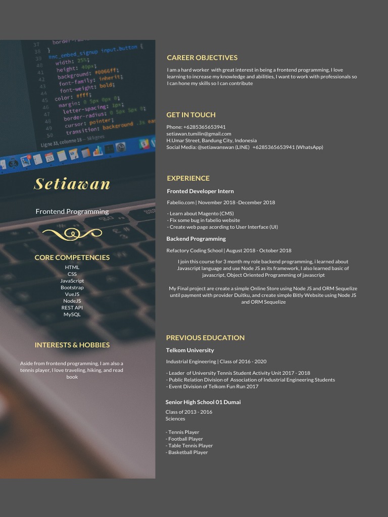 My CV | PDF | Java Script | Areas Of Computer Science