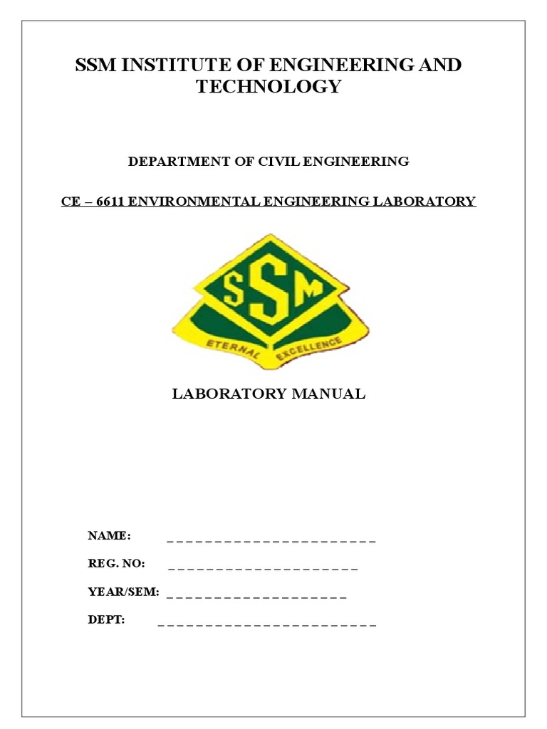 (EnvironmentAL Engineering Laboratory Manual | PDF | Chemical Compounds ...