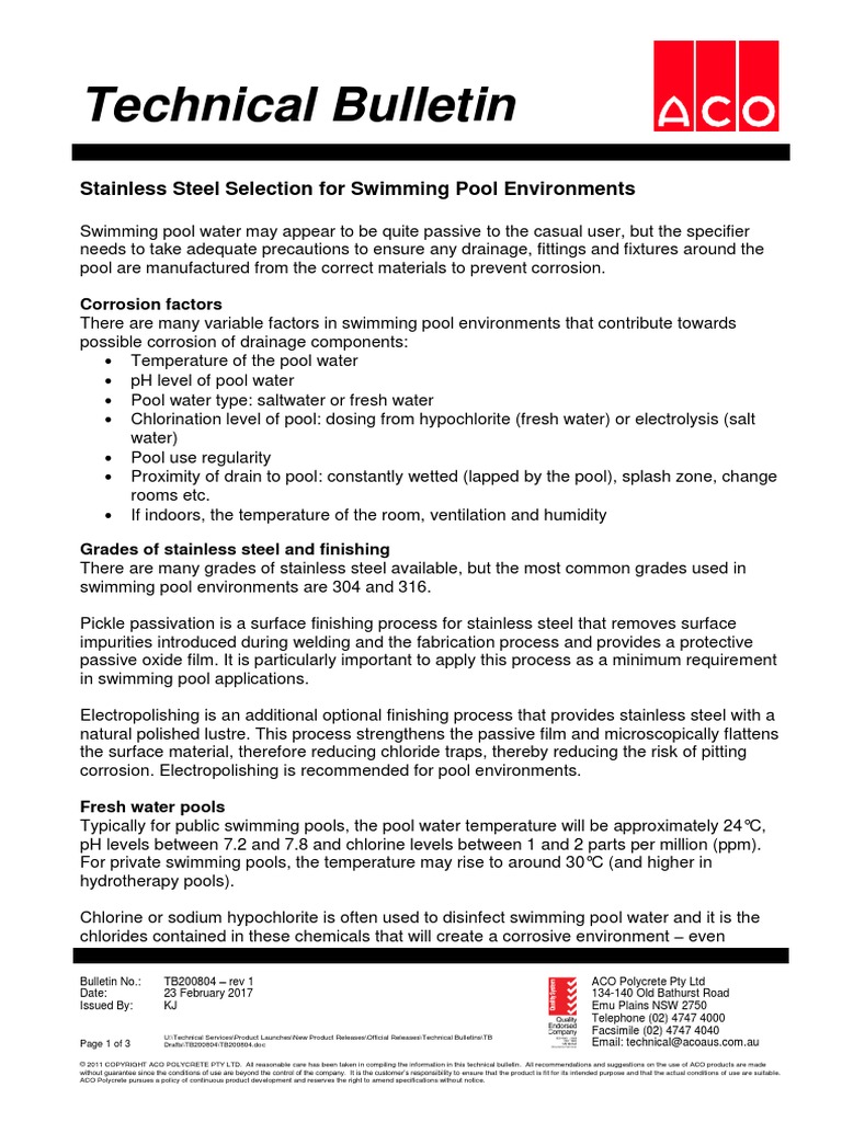 Material Selection For Swimming Pools | PDF | Swimming Pool | Corrosion