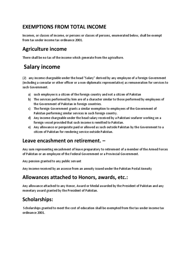 Exemptions from Total Income: An Analysis of Income Sources Exempt from ...