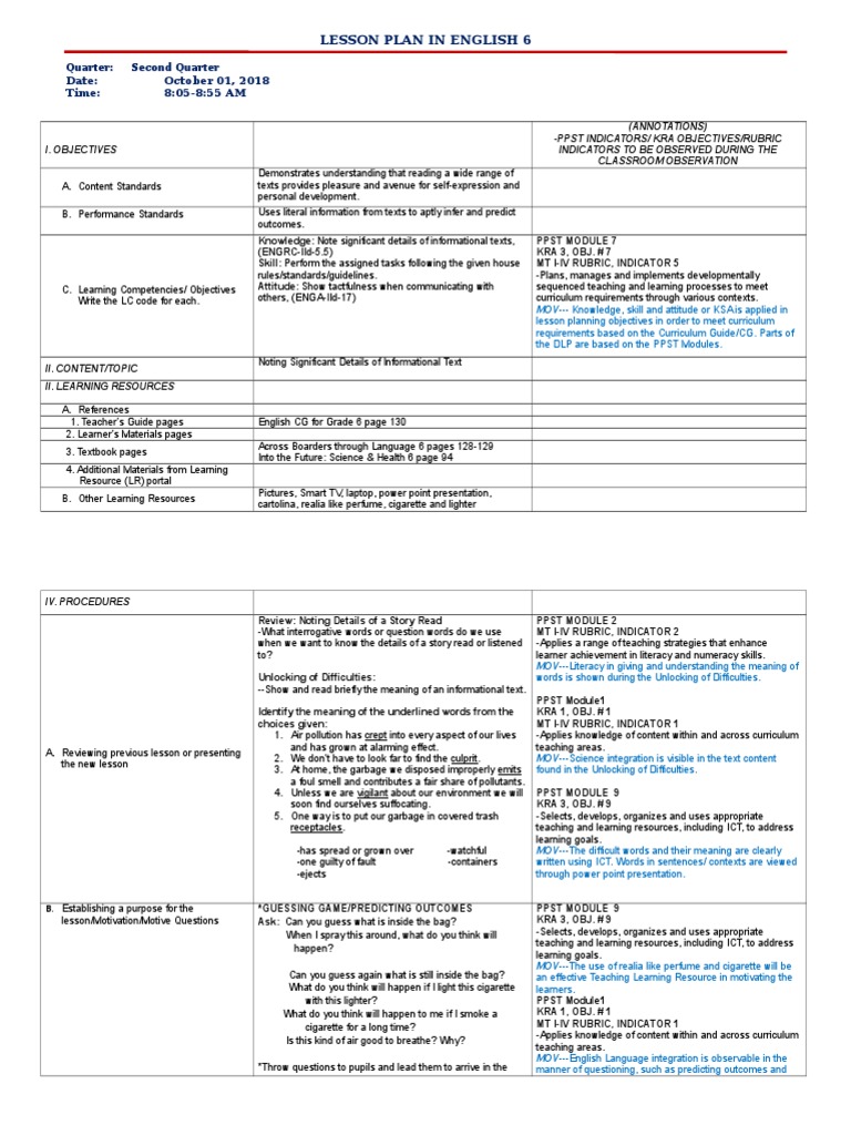 Cot DLP English 6 Q2-Informational Text | PDF | Curriculum ...