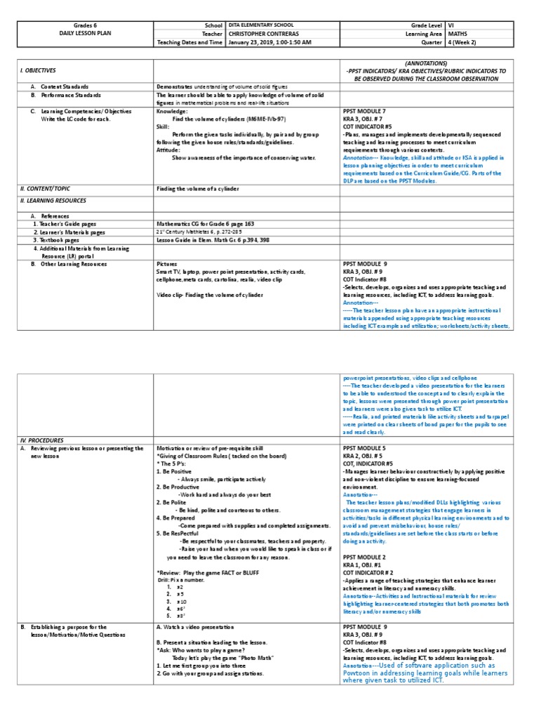Grade 6 Mathematics Lesson For Demo | PDF | Educational Assessment ...