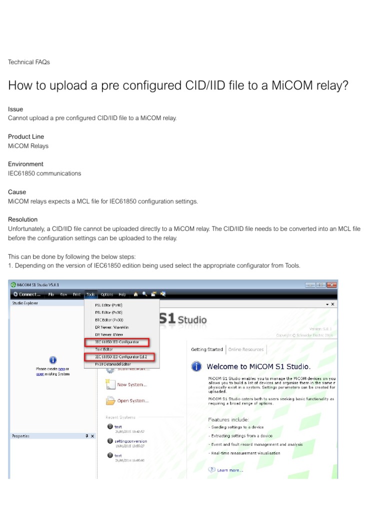 How To Upload A Pre Configured CID - IID File To A MiCOM Relay | PDF ...