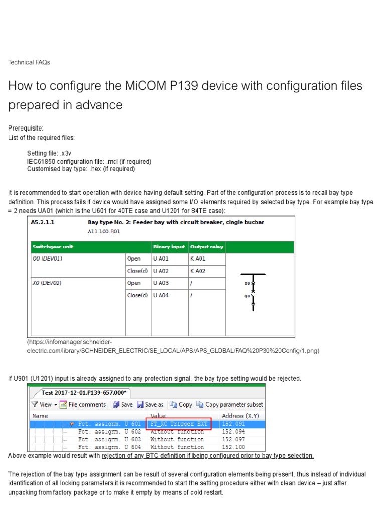 How to Configure the MiCOM P139 Device With Configuration Files ...