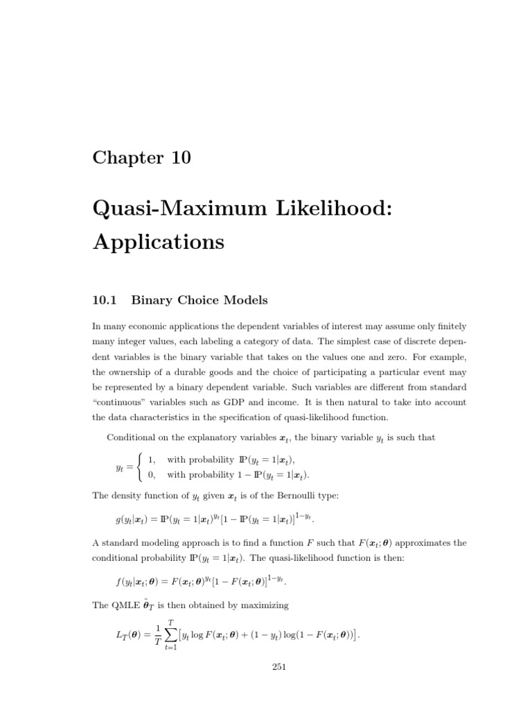 Quasi Maximum Likelihood - Applications | PDF | Logistic Regression | Regression Analysis