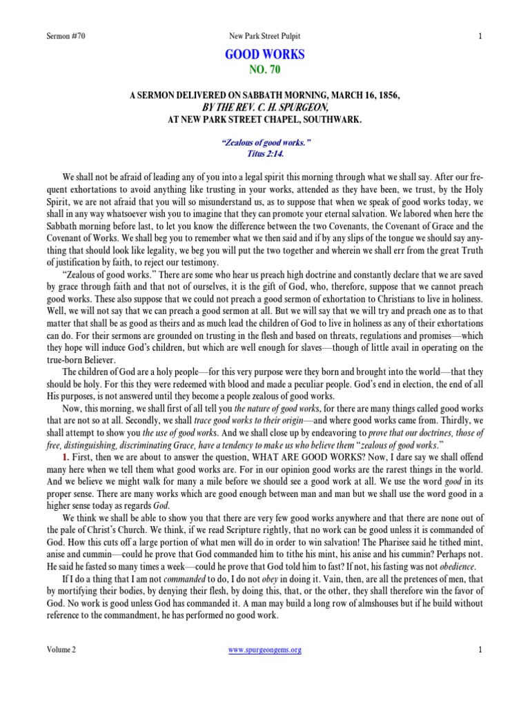 #70 - Good Works | PDF | Good Works | Sermon