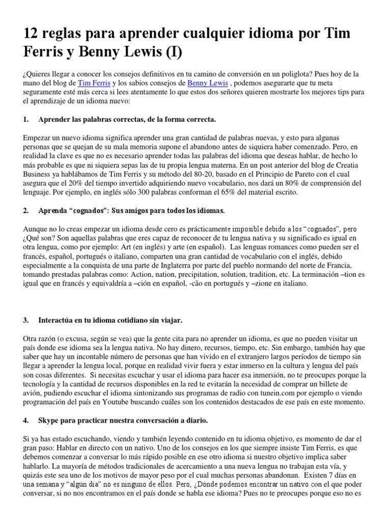 12 reglas esenciales para aprender un idioma de forma efectiva y sin ...