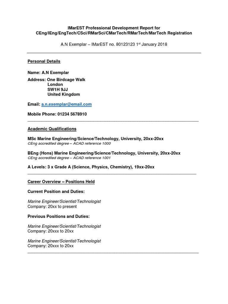 IMarEST Professional Development Report | PDF | Engineering | Science ...