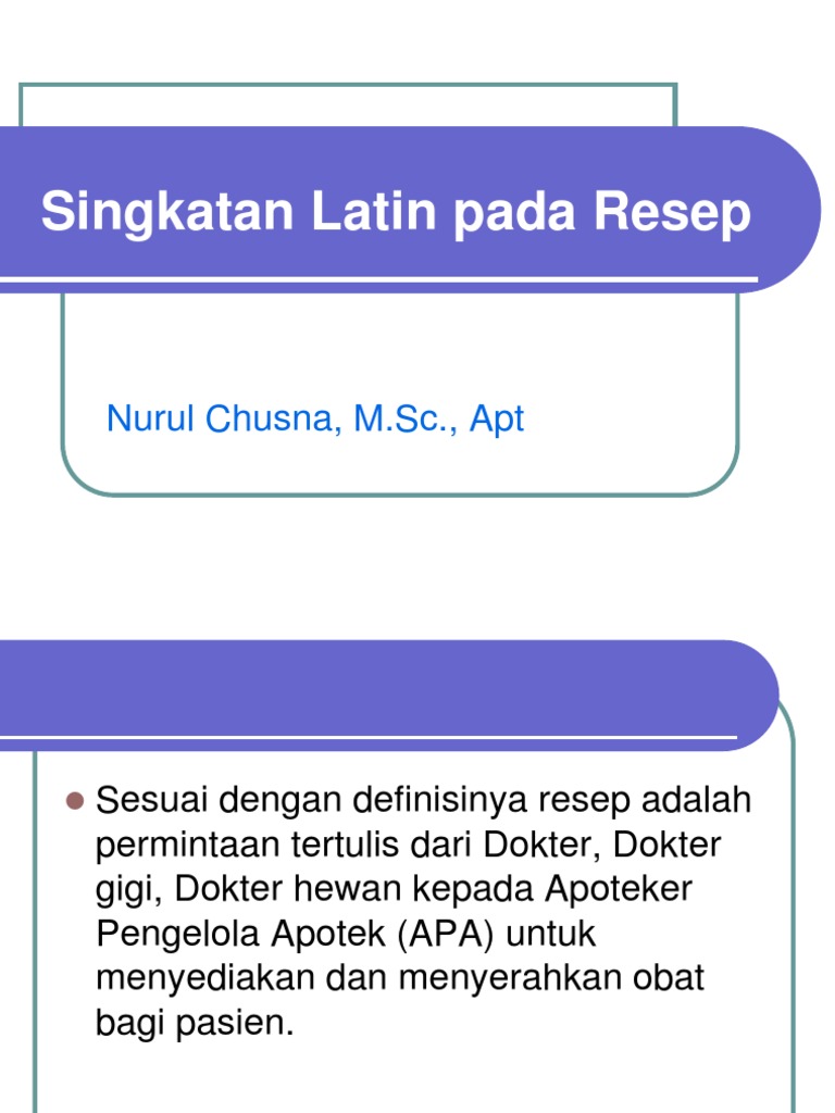 Singkatan Latin dalam Resep Obat | PDF | Pengembangan Diri | Kesehatan ...