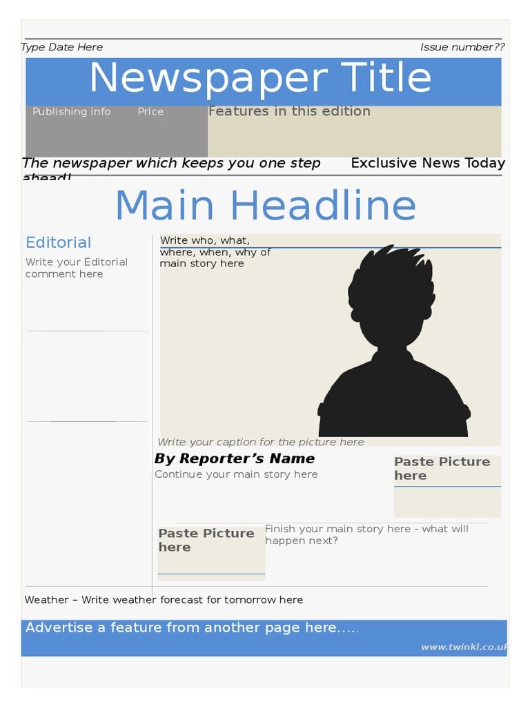 T He 019 Newspaper Editable Template | PDF | Newspapers | Journalism