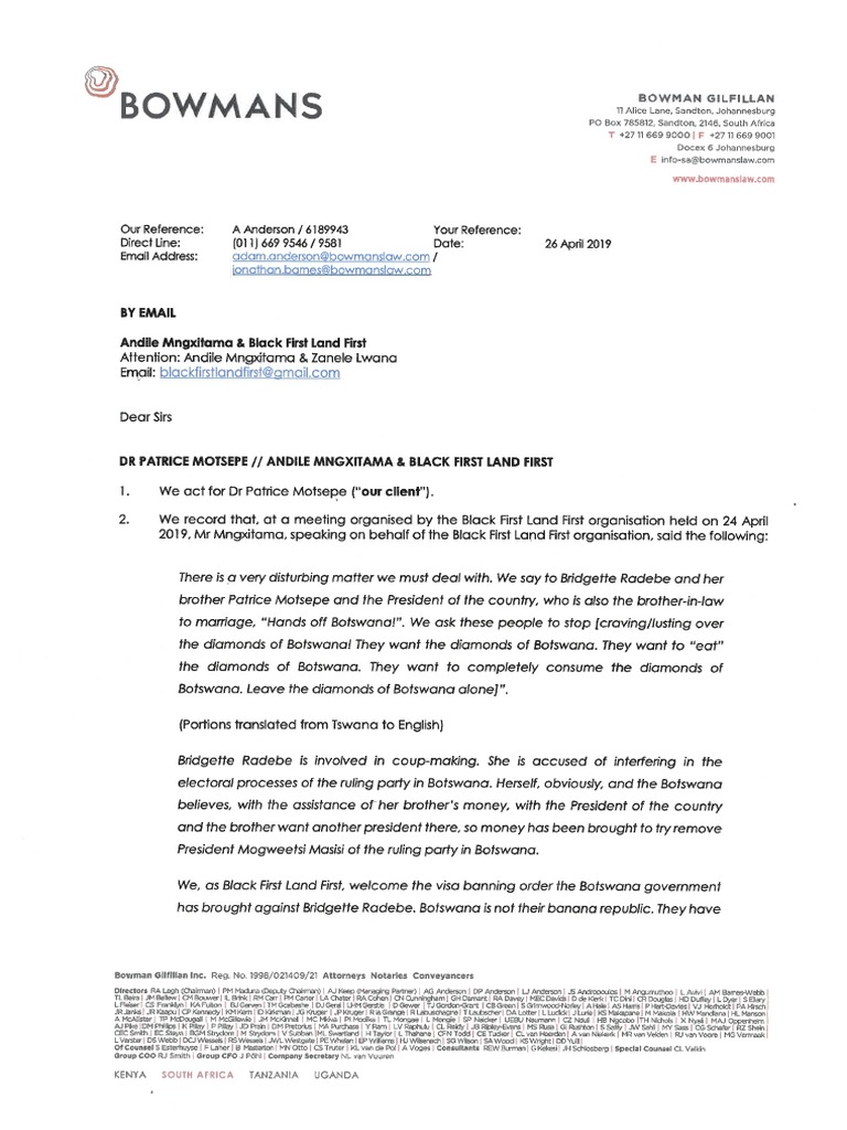 Letter To Andile Mngxitama & BLF | PDF