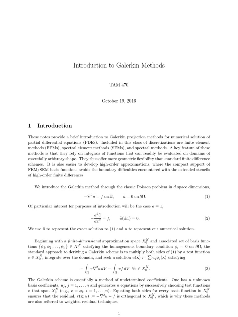 Introduction To Galerkin Methods | Download Free PDF | Finite Element Method | Eigenvalues And ...