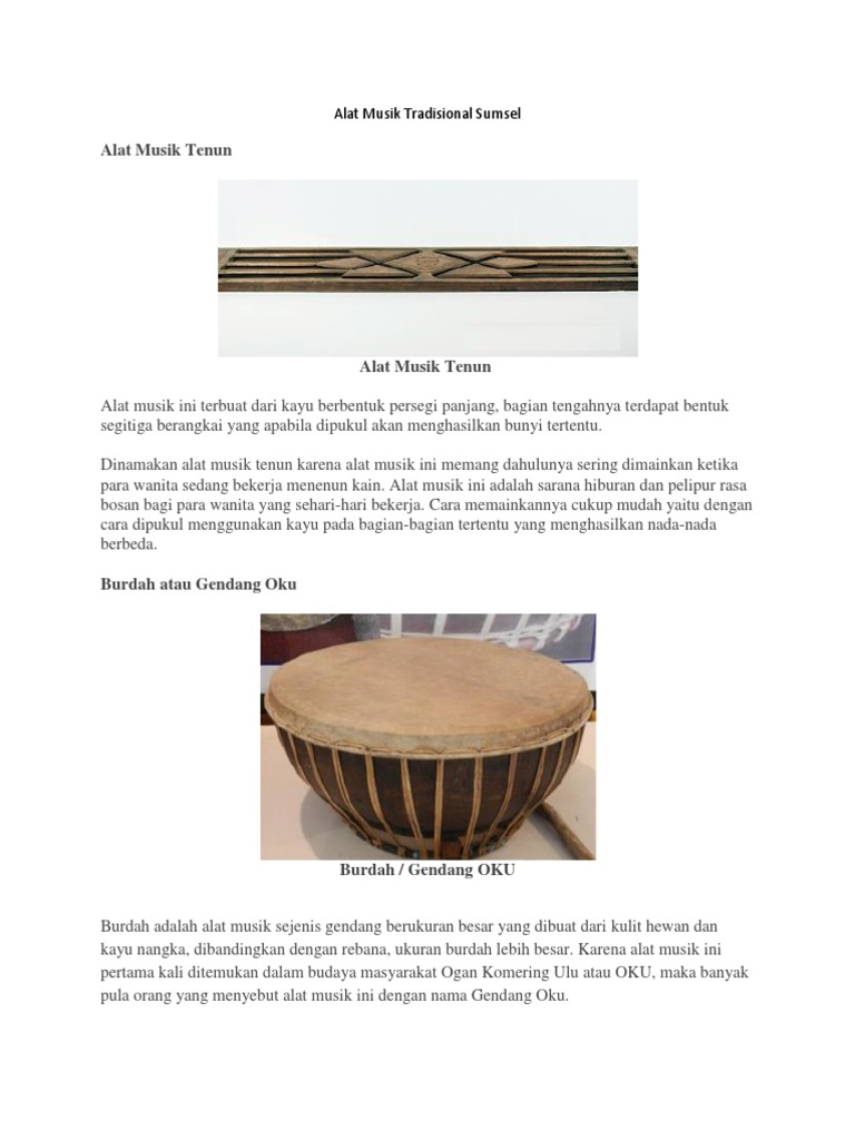 Alat Musik Tradisional Sumsel | PDF