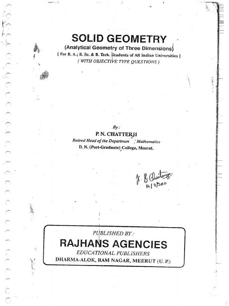 Solid Geometry by P.N. Chatterji PDF | PDF