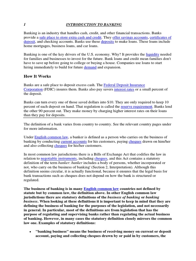 1 Introduction To Banking | PDF | Transaction Account | Banks