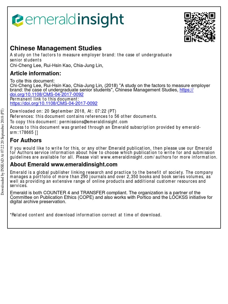 Chinese Management Studies: Article Information | PDF | Employee ...
