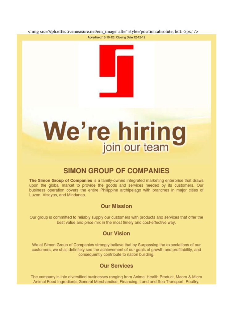 Simon Group of Companies: Our Mission | PDF | Marketing Communications ...