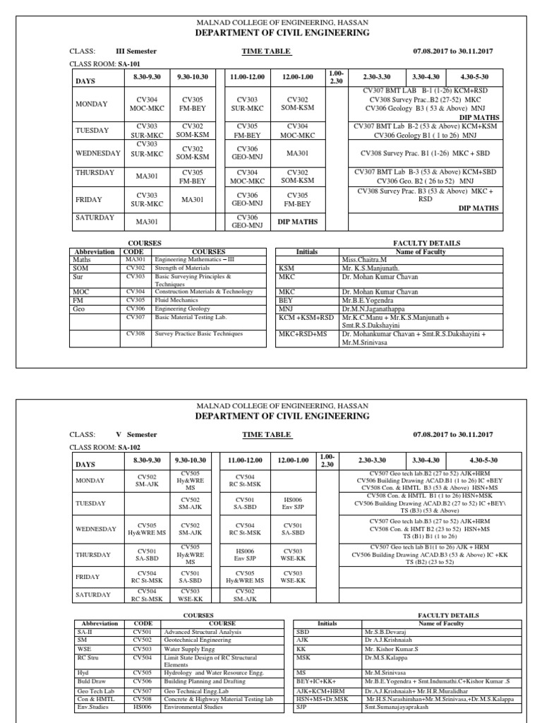Time Table | PDF | Science | Engineering