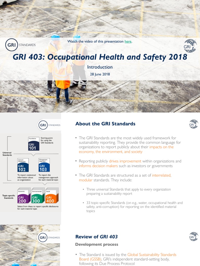 GRI 403: Occupational Health & Safety | PDF | Occupational Safety And ...