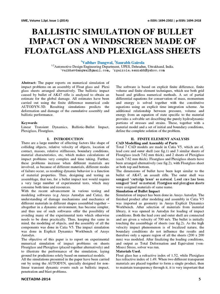 Ballistic Simulation of Bullet Float Glass | PDF | Numerical Analysis ...