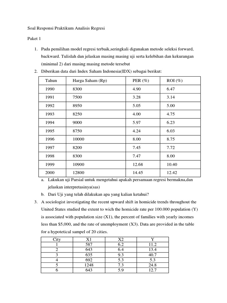 Soal Responsi Praktikum Analisis Regresi | PDF | Teknologi & Rekayasa