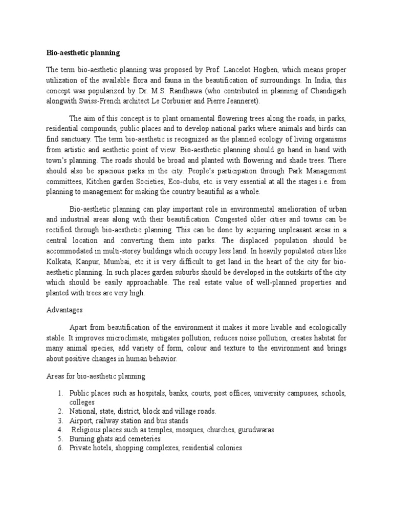 Bio Aesthetic Planning | PDF | Parks | Ecology