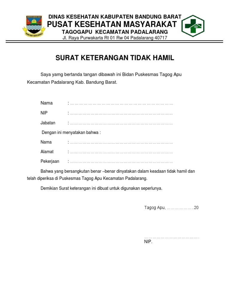 Surat Keterangan Tidak Hamil | PDF