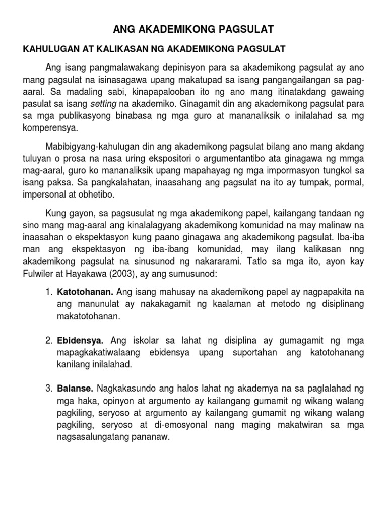 Ang Akademikong Pagsulat | PDF