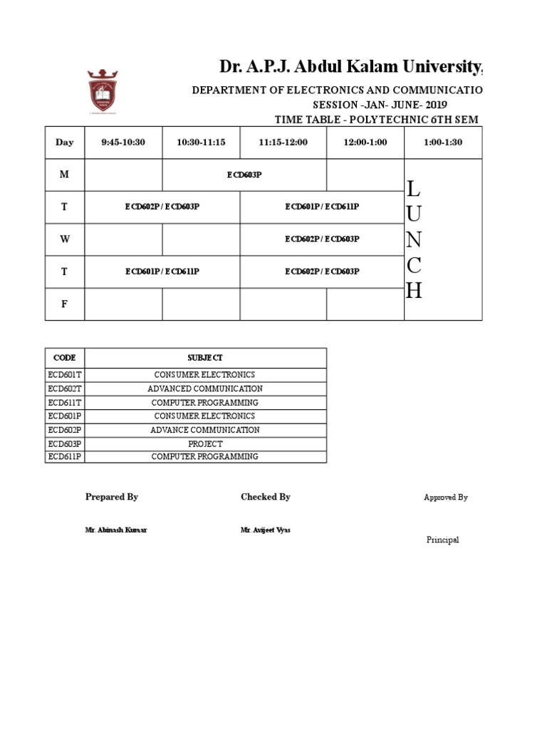 Lab Time Table | Download Free PDF | Integrated Circuit | Electronics