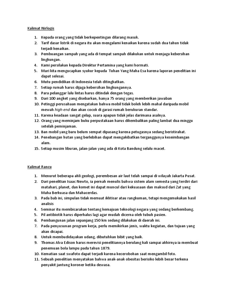 Kalimat Nirlogis Dan Rancu | PDF
