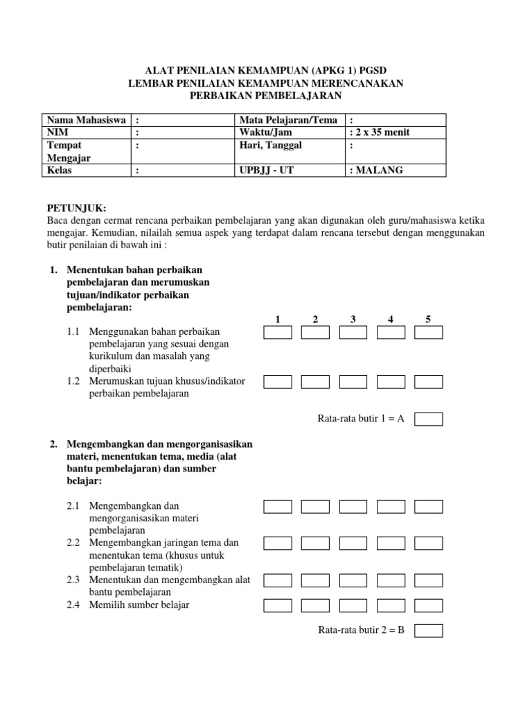 Apkg 1 Dan 2 PGSD Ut | PDF
