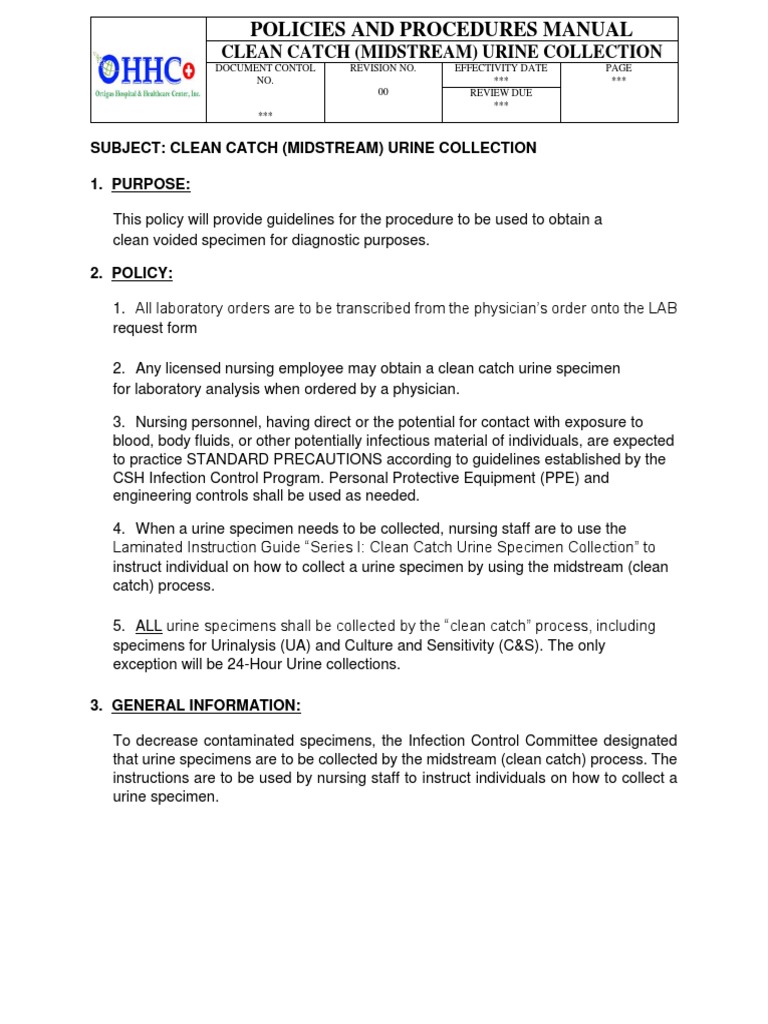 Ohhc Clean Catch | PDF | Infection Control | Hand Washing